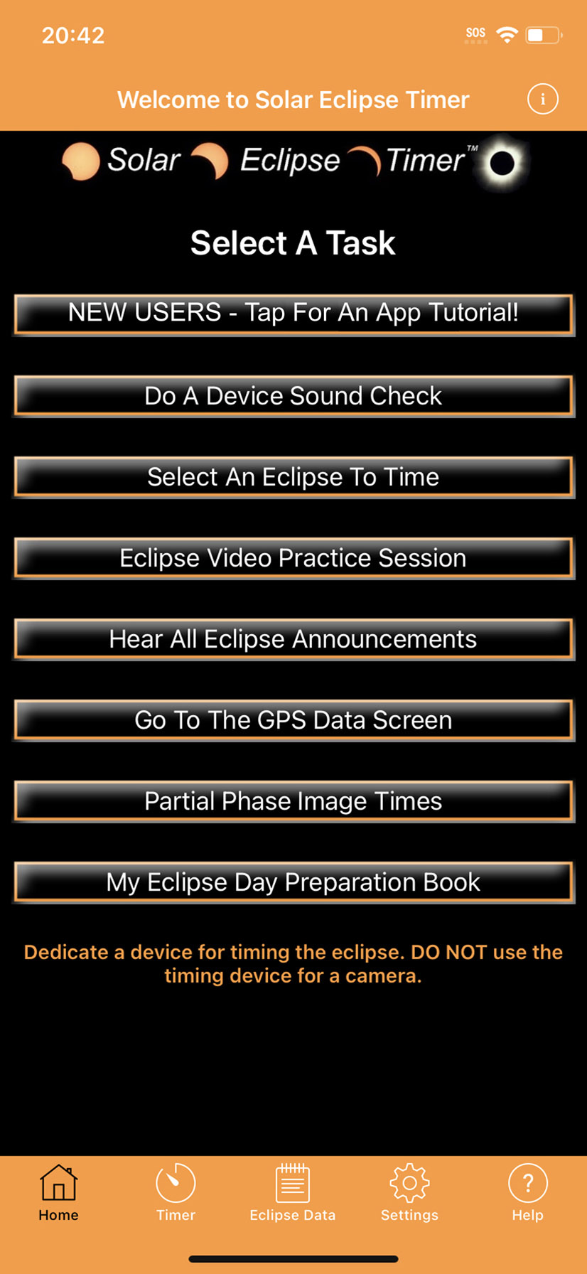 Solar Eclipse Timer App